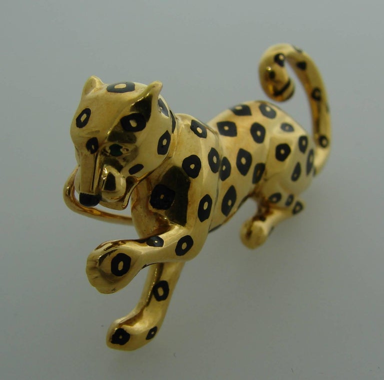 Cartier Panthere Enamel Yellow Gold Pin Brooch Clip at 1stDibs ...