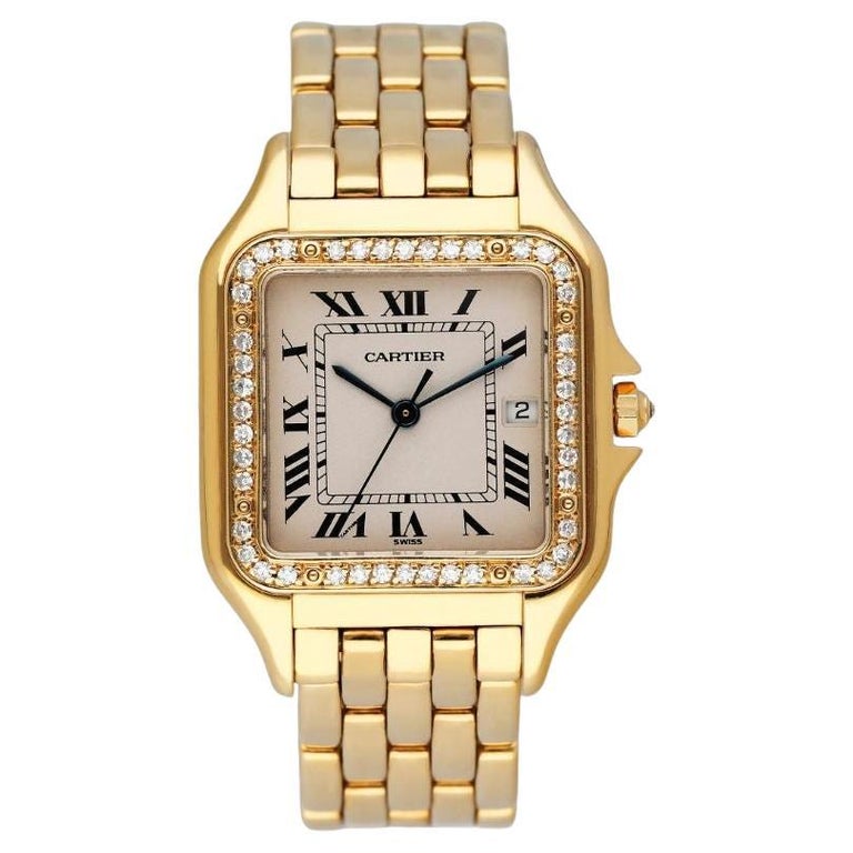 Cartier Panthere Large Size Diamond 18K Yellow Gold Watch at 1stDibs