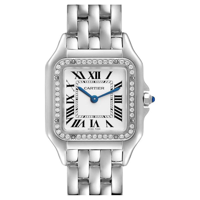 Cartier Panthere Medium Steel Diamond Bezel Ladies Watch W4PN0008 ...