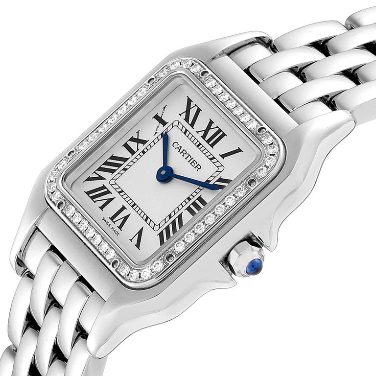 Cartier Panthere Medium Steel Diamond Ladies Watch W4PN0008 For Sale at ...