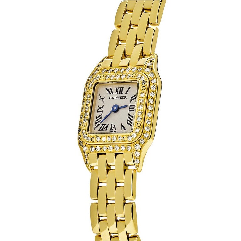 Cartier Panthere Mini Quartz Yellow Gold Diamonds 11301 For Sale at 1stDibs