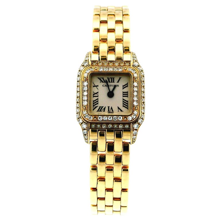 Cartier Panthere Mini WF3141B9 18K Yellow gold Diamond Ladies Watch ...