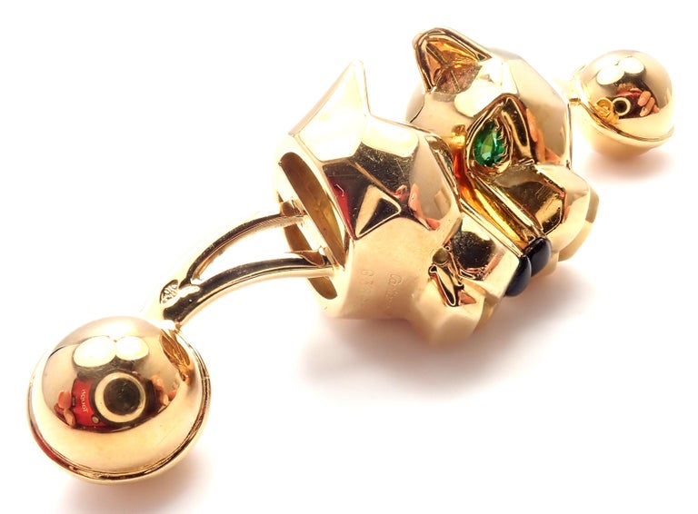 Cartier Panthere Panther Emerald Onyx Yellow Gold Cufflinks at 1stDibs ...