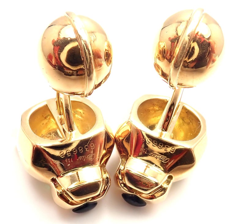 Cartier Panthere Panther Emerald Onyx Yellow Gold Cufflinks at 1stDibs ...