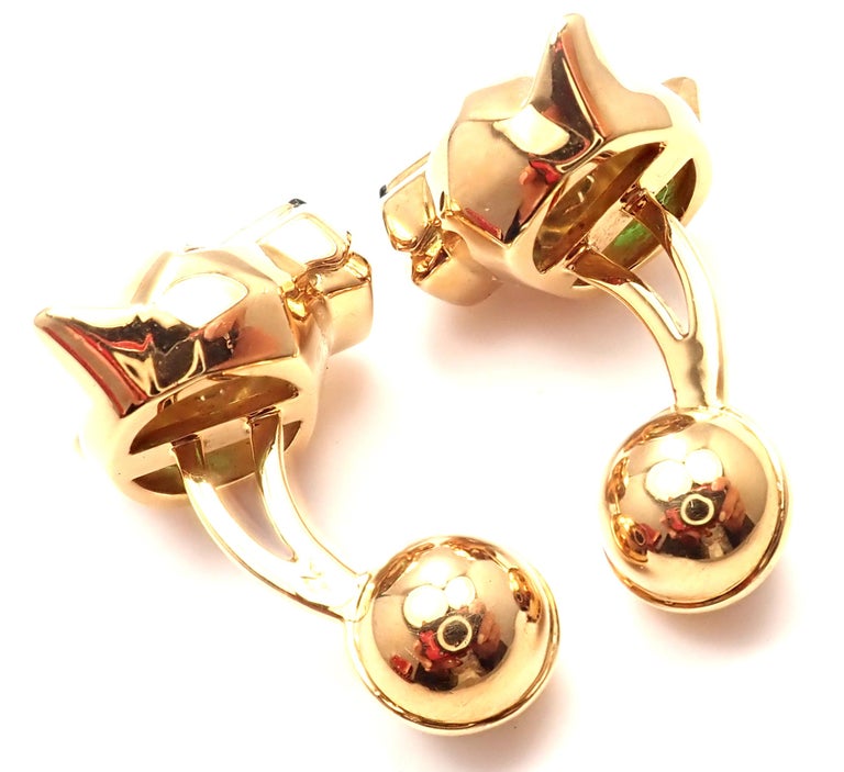Cartier Panthere Panther Emerald Onyx Yellow Gold Cufflinks at 1stDibs ...