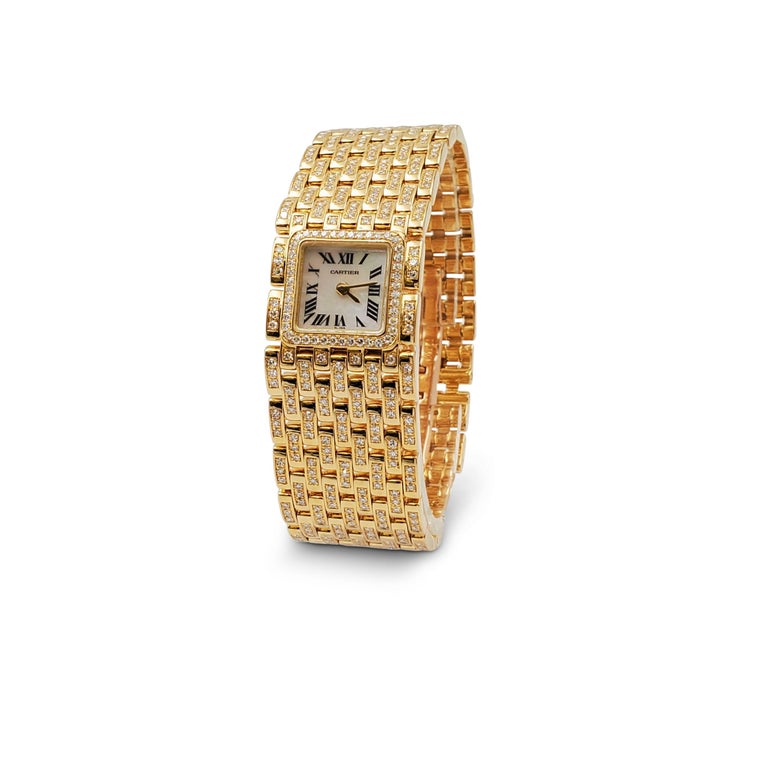 Cartier Panthere Ruban Yellow Gold and Diamond Watch at 1stDibs