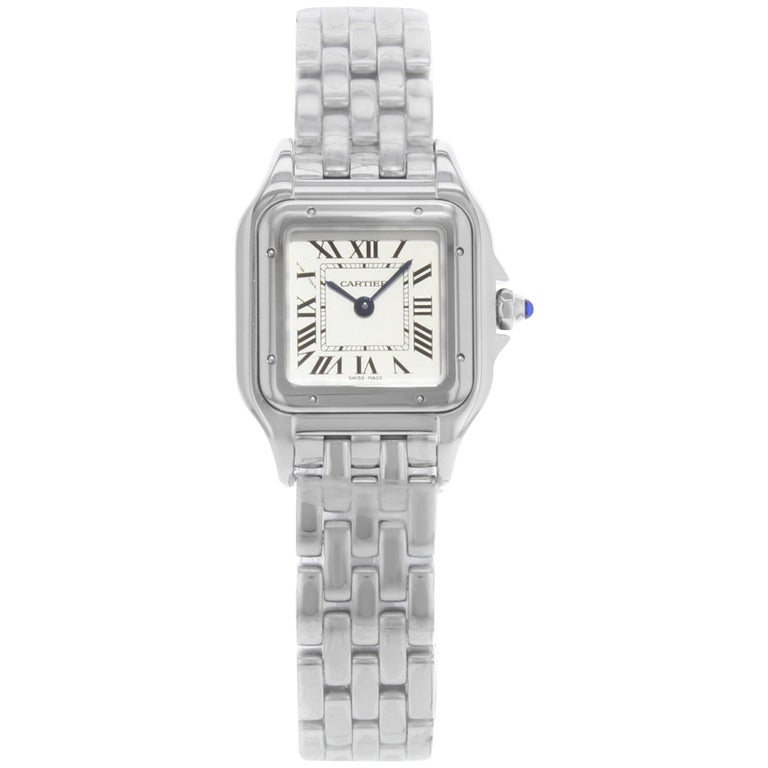 Cartier Panthere Square Face Silver Dial Steel Quartz Ladies Watch ...