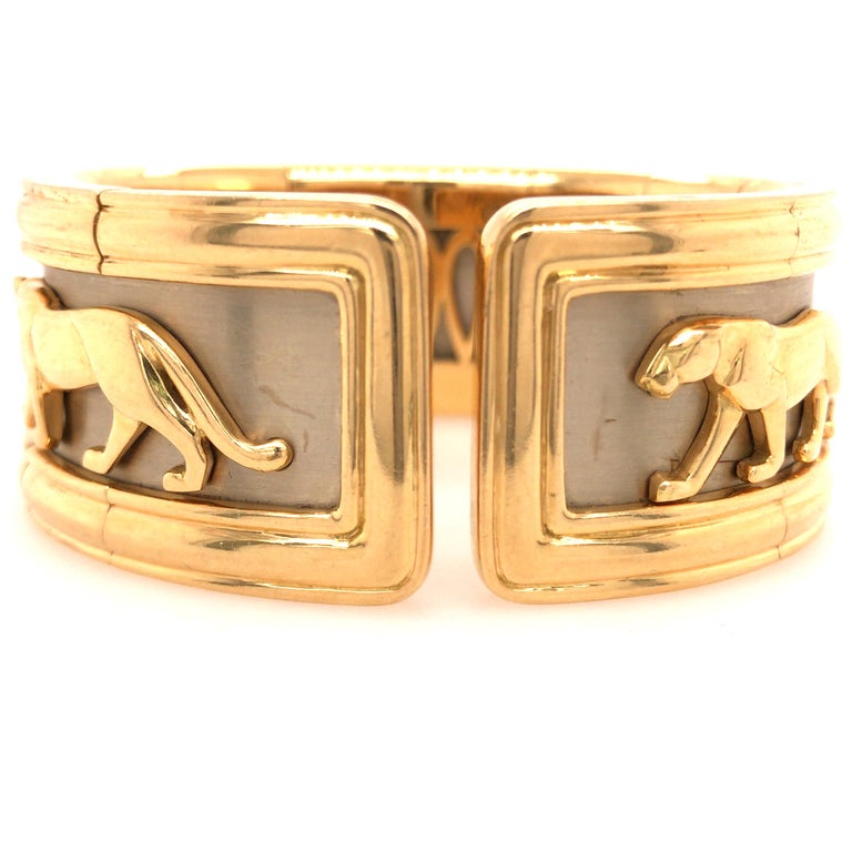 Cartier Panthère Torque 18K Two-Tone Gold Bangle Cuff Bracelet For Sale ...