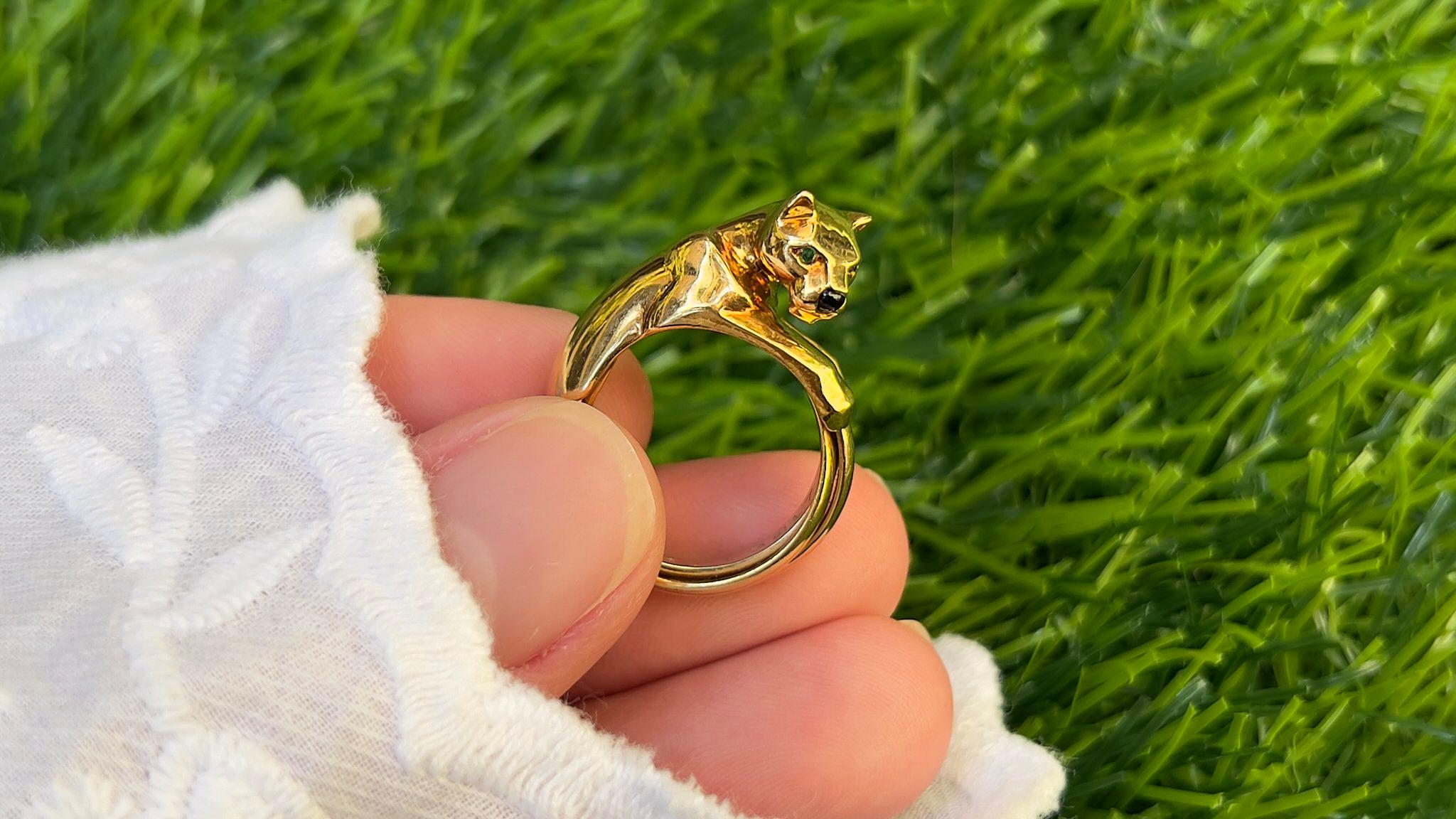 Cartier Panthere Trinity Ring Emeralds Onyx Original Box For Sale at ...