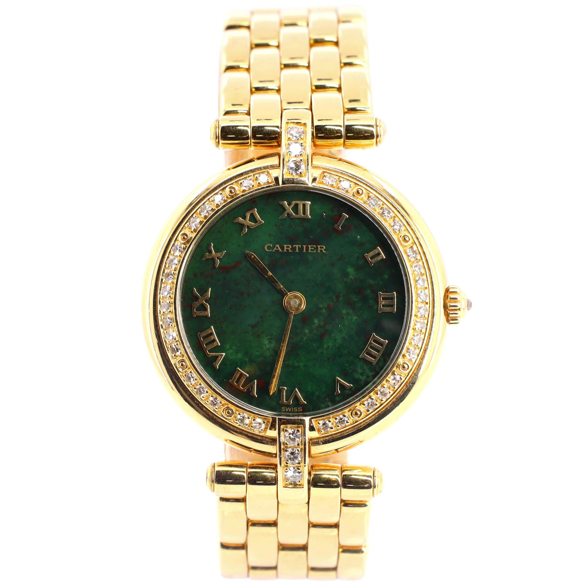 Cartier Panthere Vendome Green Dial Quartz Watch Yellow Gold with ...