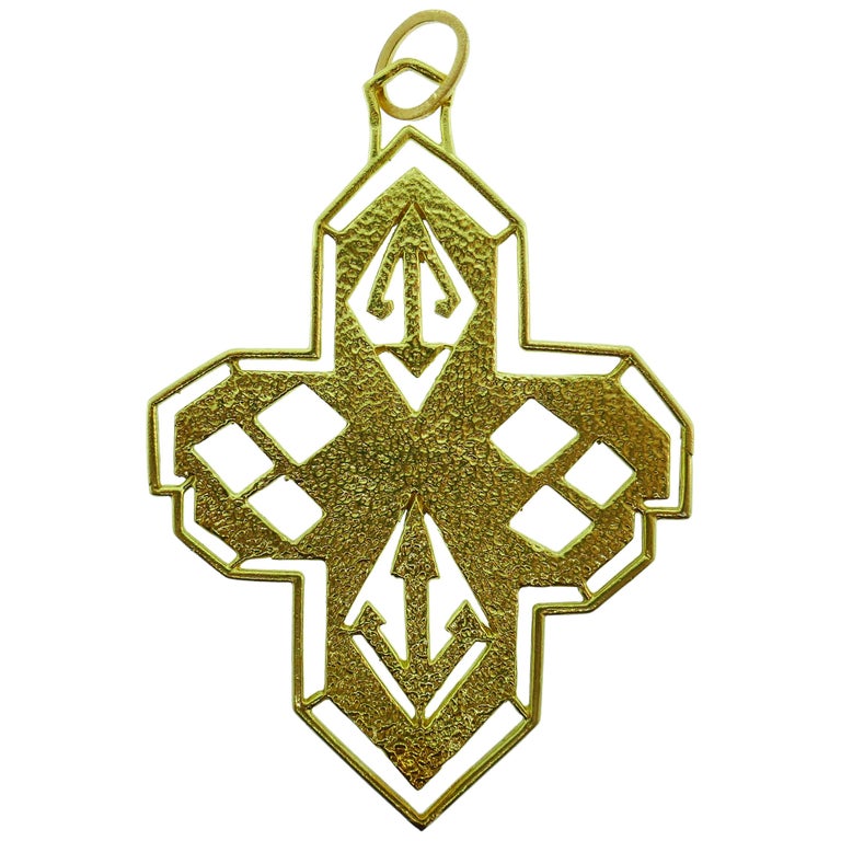 Cartier Paris 18 Karat Yellow Gold Nautical Cross Pendant Vintage ...