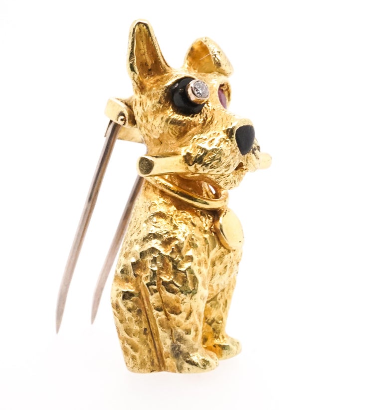 Cartier Paris, 18 Karat Gold, Ruby and Diamond Dog Clip at 1stDibs ...