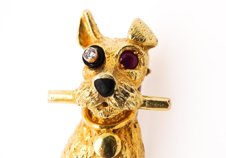 Cartier Paris, 18 Karat Gold, Ruby and Diamond Dog Clip at 1stDibs ...