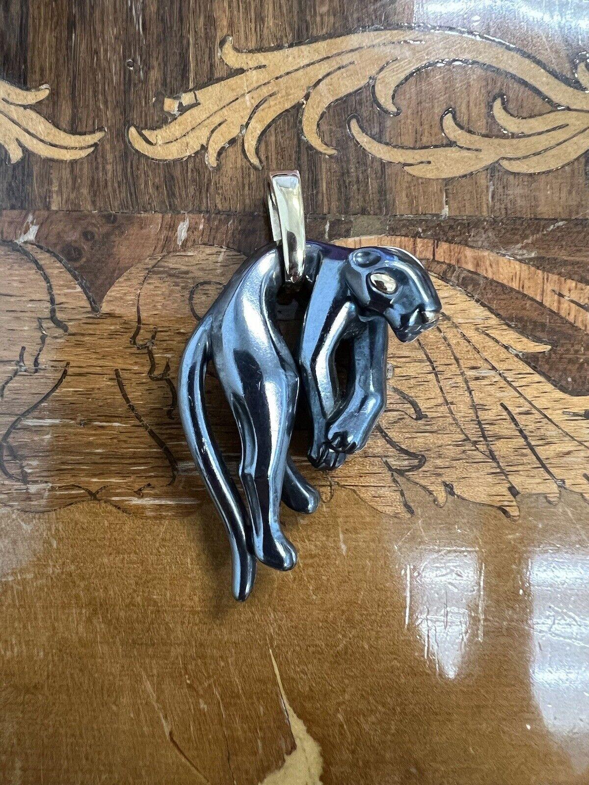 CARTIER PARIS 18k Yellow Gold and Silverium PANTHERE COLLECTION Pendant ...