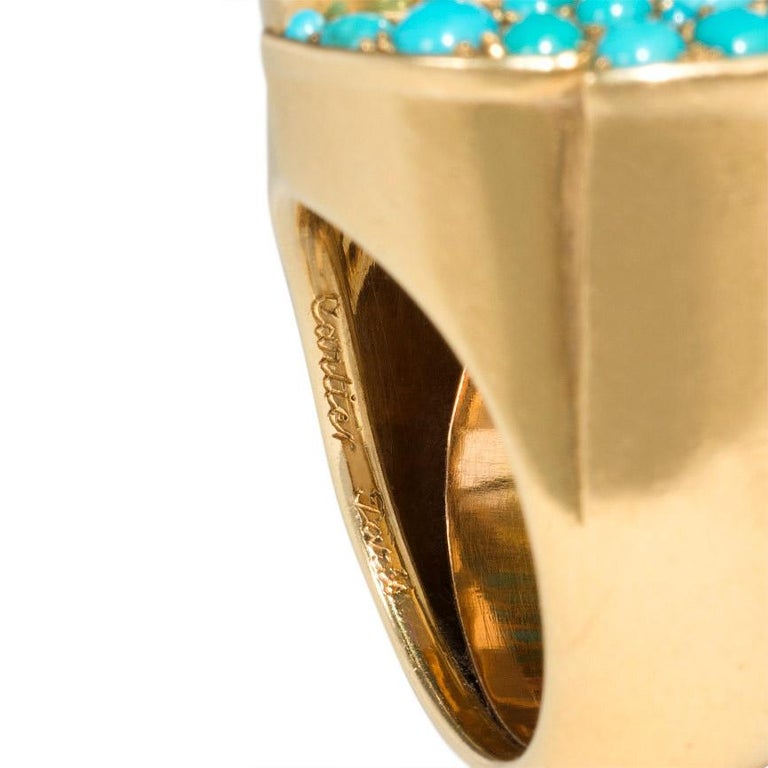 Cartier, Paris 1950s Gold, Turquoise and Amethyst Cocktail Ring at 1stDibs