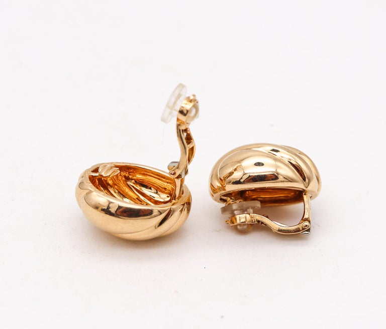 Cartier Paris 1970 Wavy Oval Clips on Earrings in Solid 18kt Yellow ...