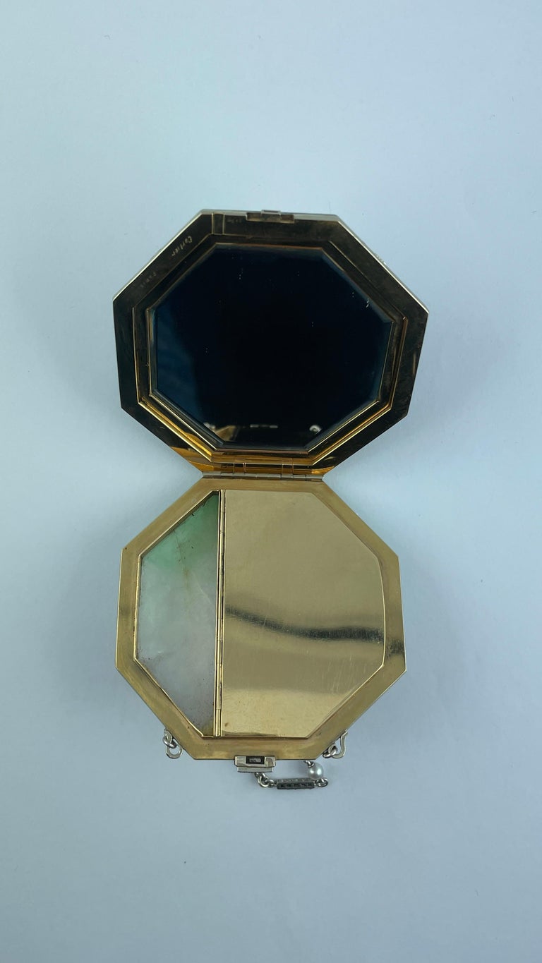Cartier Paris Art Deco Jade Diamond Lady's Vanity Case For Sale at 1stDibs