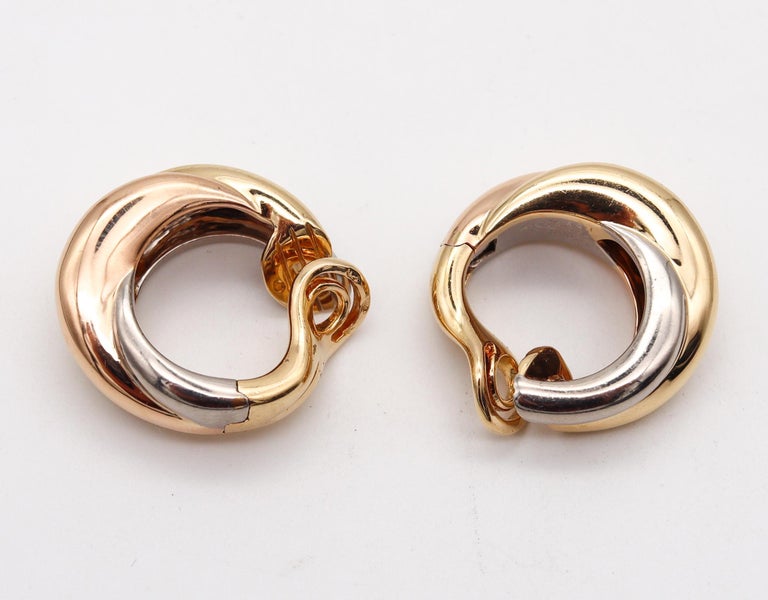 Cartier Paris Bold Large Trinity Hoop Earrings In Three Tones Of Solid ...