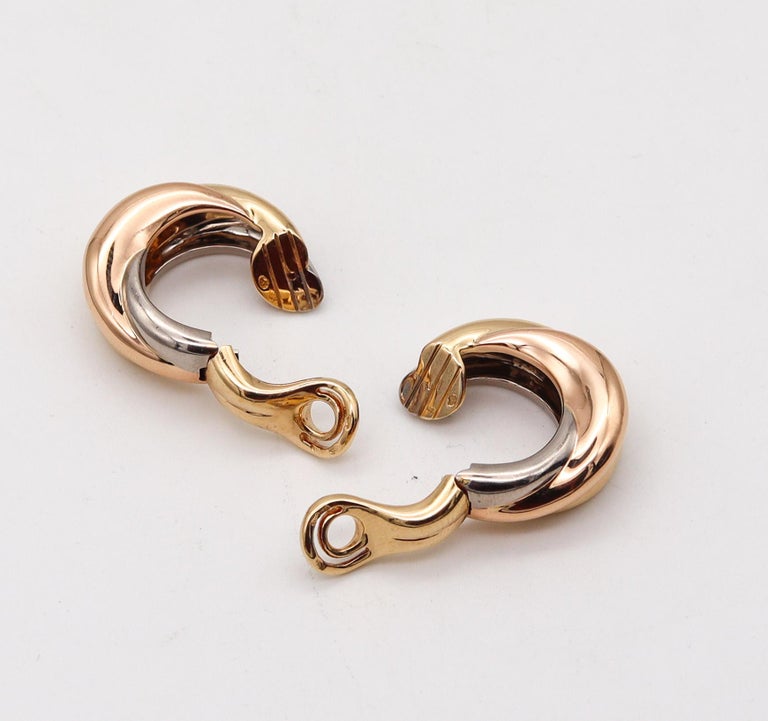Cartier Paris Bold Large Trinity Hoop Earrings In Three Tones Of Solid ...