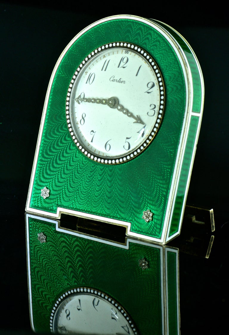 Cartier Paris Enamel and Diamond Desk Clock, circa 1914 at 1stDibs