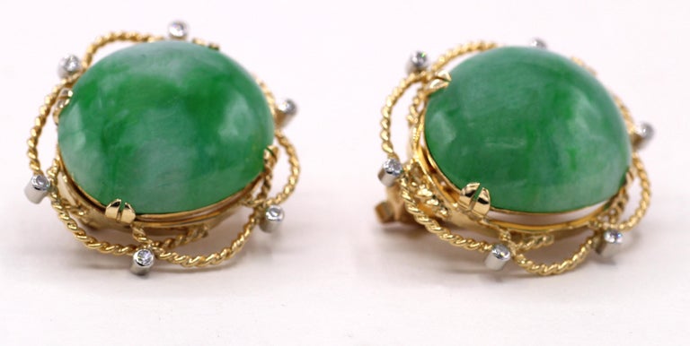 Cartier Paris Jade Diamond 18 Karat Yellow Gold Earrings For Sale at ...