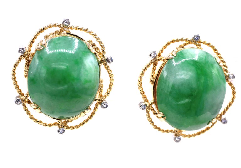 Cartier Paris Jade Diamond 18 Karat Yellow Gold Earrings For Sale at ...