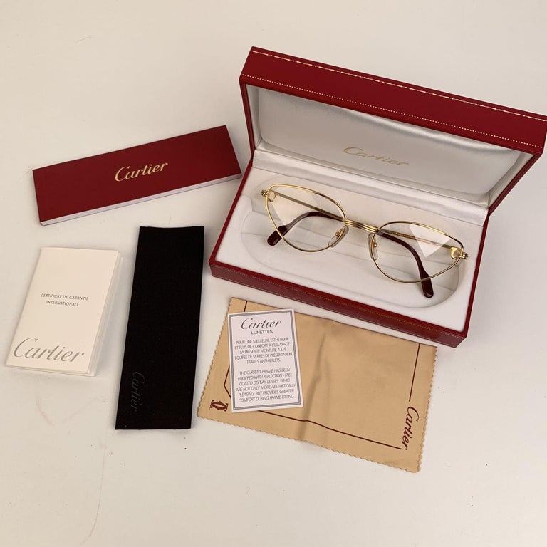 Cartier Paris Mint Cat-Eye Gold Eyeglasses Mod. Rivoli 56-19 135mm at ...