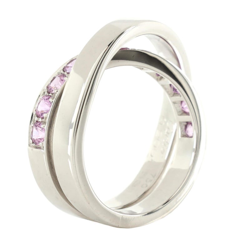 Cartier Paris Nouvelle Vague Crossover Ring 18k White Gold with Pink ...