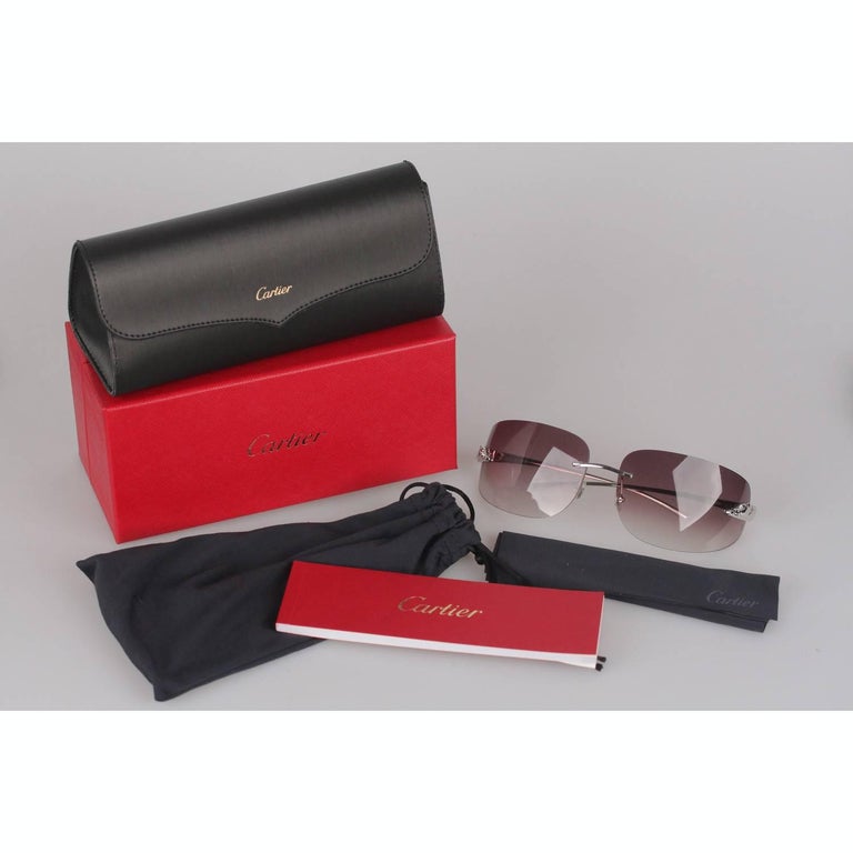 CARTIER Paris PANTHERE Gradient Rimless Sunglasses 110mm For Sale at ...