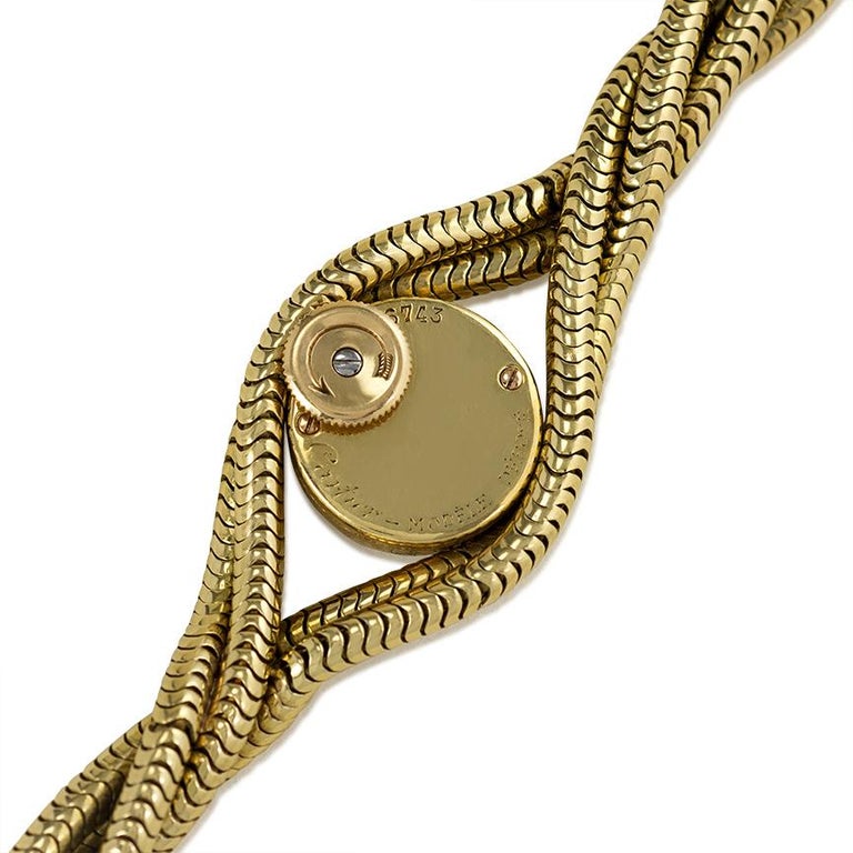 Cartier, Paris Retro Gold Bracelet Watch with Twisted Snake Chain Strap ...