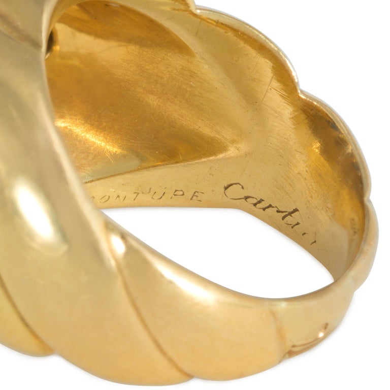 Cartier, Paris Retro Gold, Cabochon Sapphire, and Diamond Cluster Ring ...