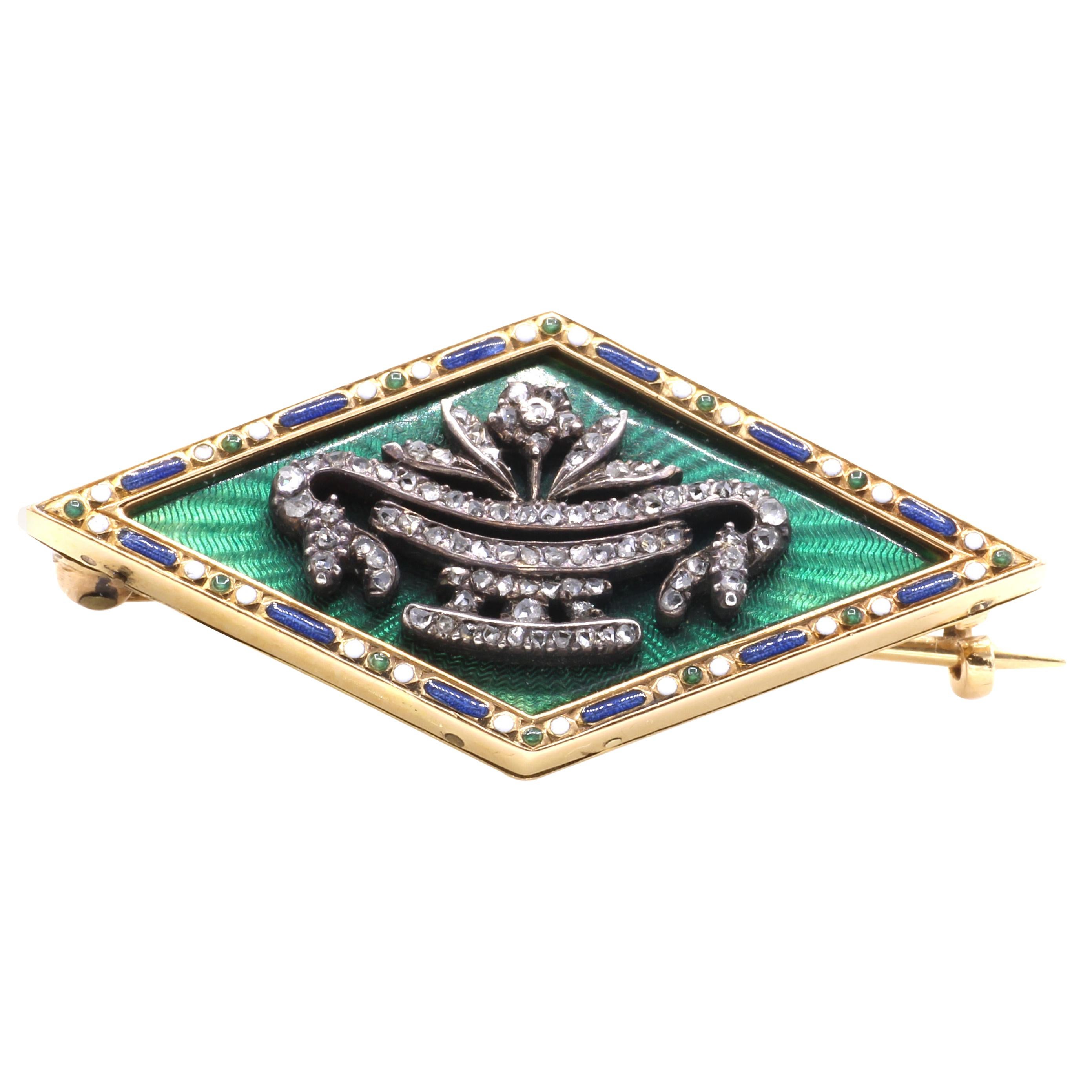 Cartier 18 Karat Yellow Gold and Platinum Diamond Enamel Guilloche ...