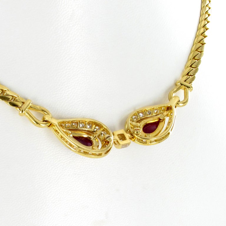 Cartier Paris Ruby and Diamond Necklace in 18 Karat Yellow Gold at 1stDibs