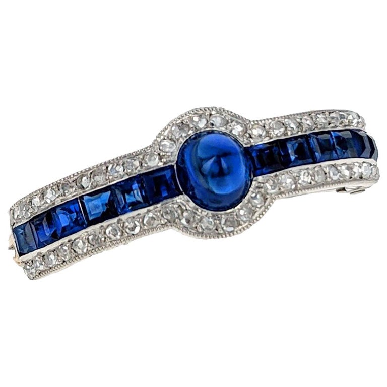 Cartier Paris Sapphire Diamond Platinum Pin Brooch at 1stDibs