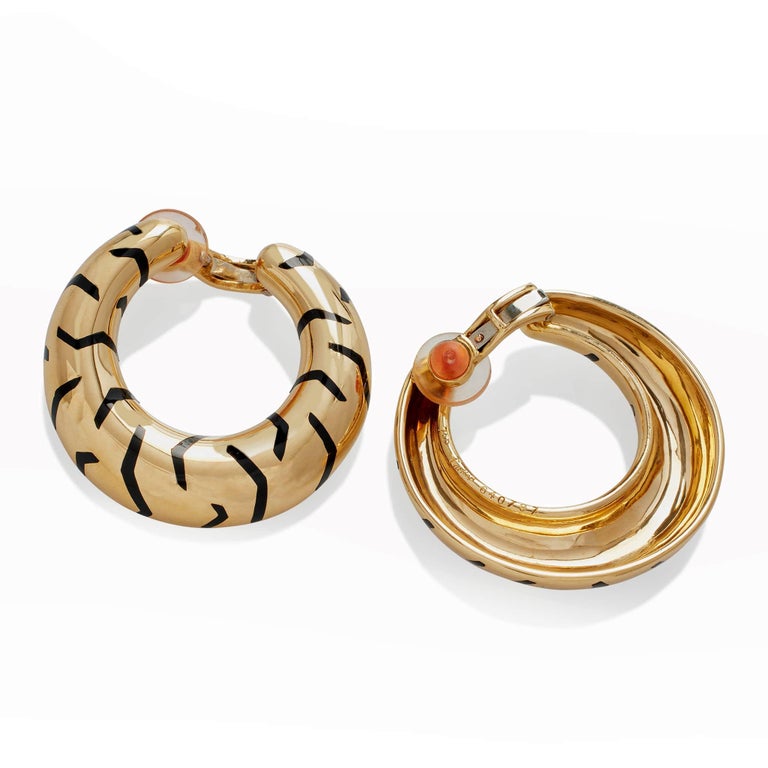 Cartier Paris Tiger Stripe Hoop Earrings For Sale at 1stDibs