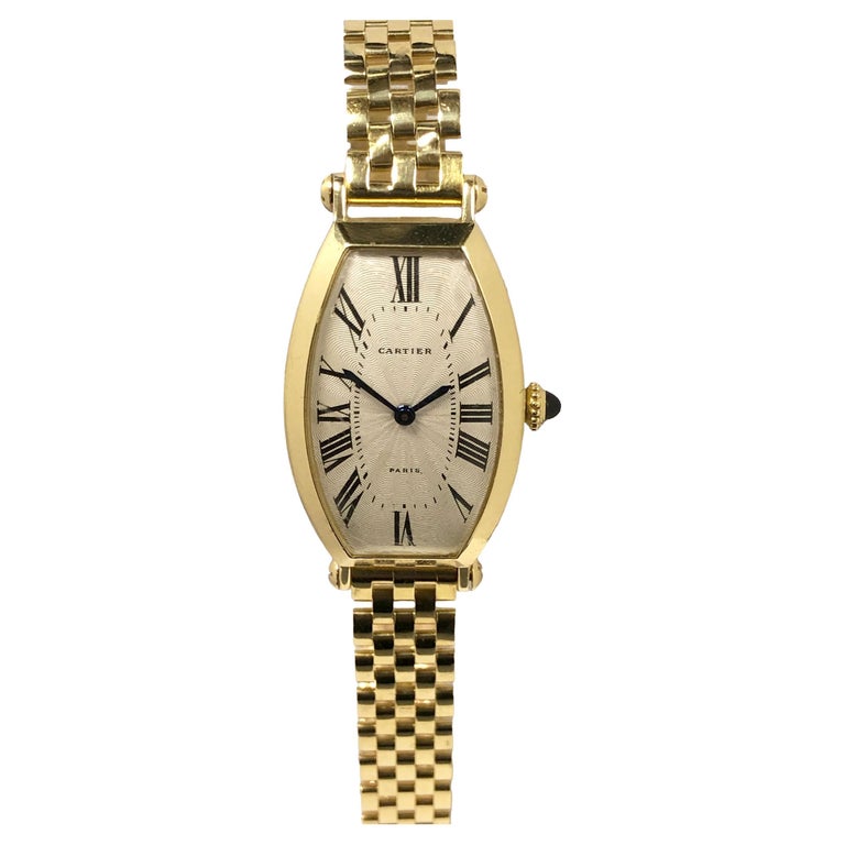 Cartier Paris Tonneau Mid Size Yellow Gold Bracelet Mechanical Wrist ...