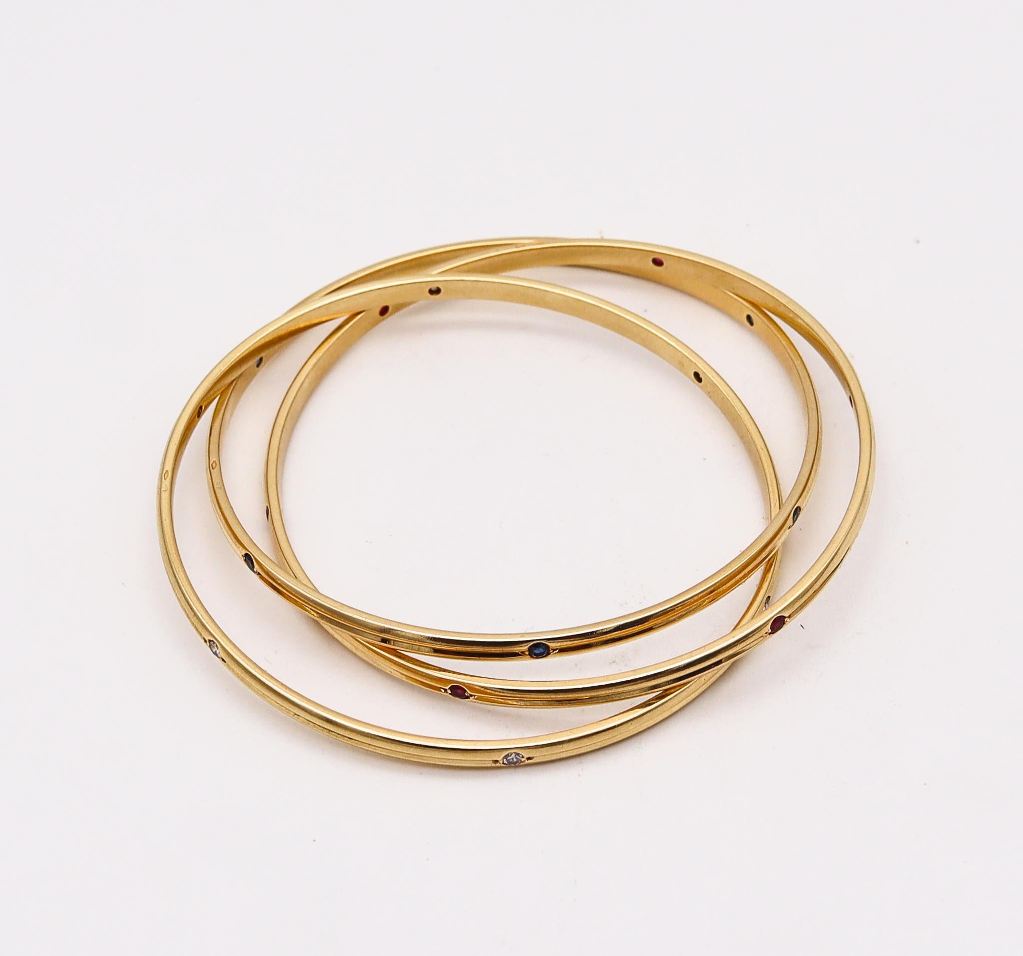 Cartier Paris Trinity Bangles 18Kt Gold with 1.23 Ctw Diamonds ...