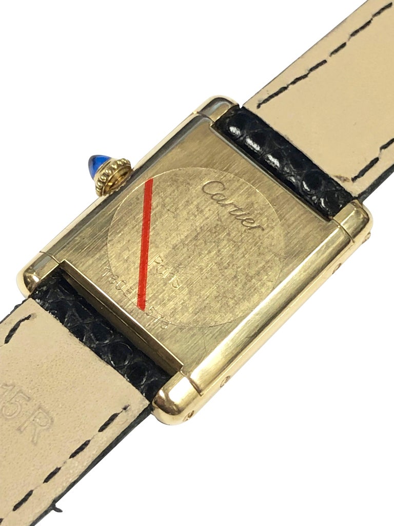 Cartier Paris Vintage Yellow Gold Manual Wind Classic Tank Ladies Wrist Watch For Sale at 1stDibs