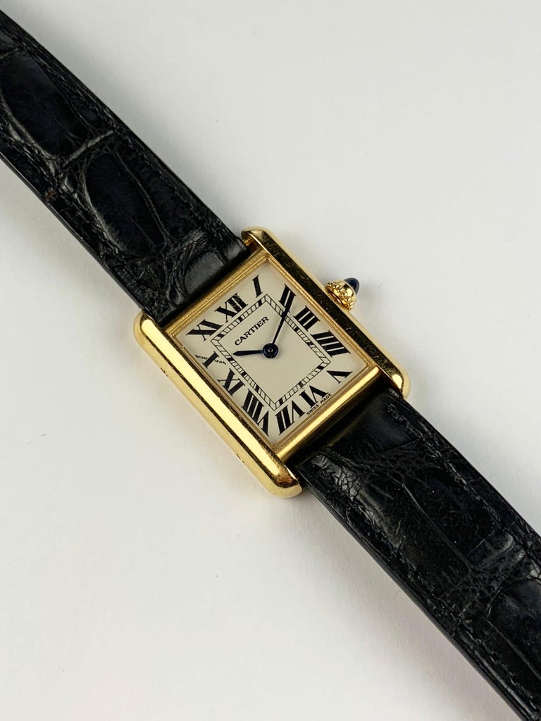 Cartier Paris Yellow Gold Ladies Tank Quartz Wristwatch at 1stDibs