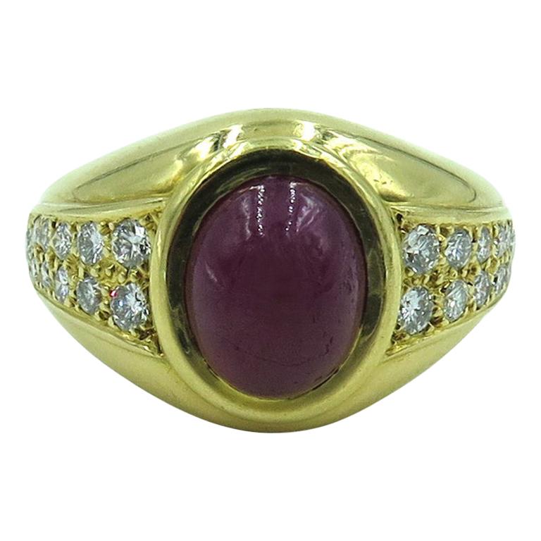 Cartier Paris Yellow Gold Ruby and Diamond Ring For Sale at 1stDibs