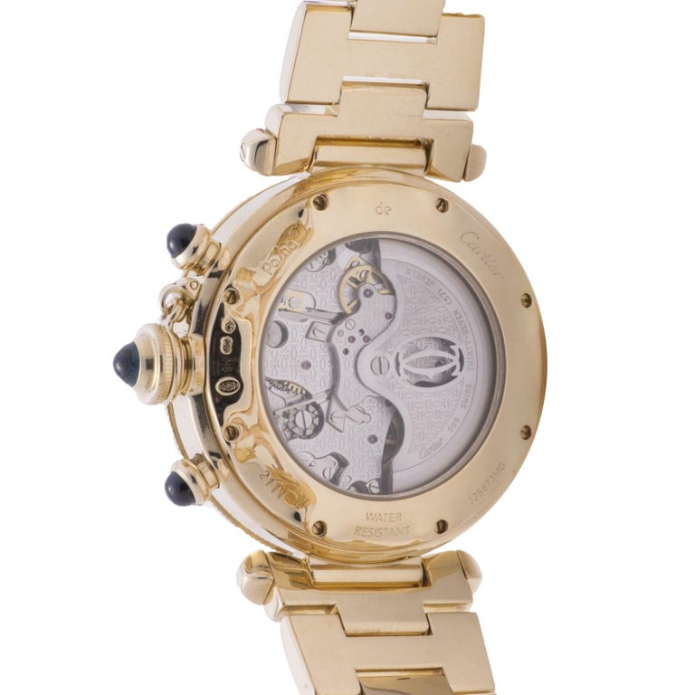 Cartier Pasha 2111 W30140D1 Mens Automatic Watch Chrono 18K Yellow Gold ...