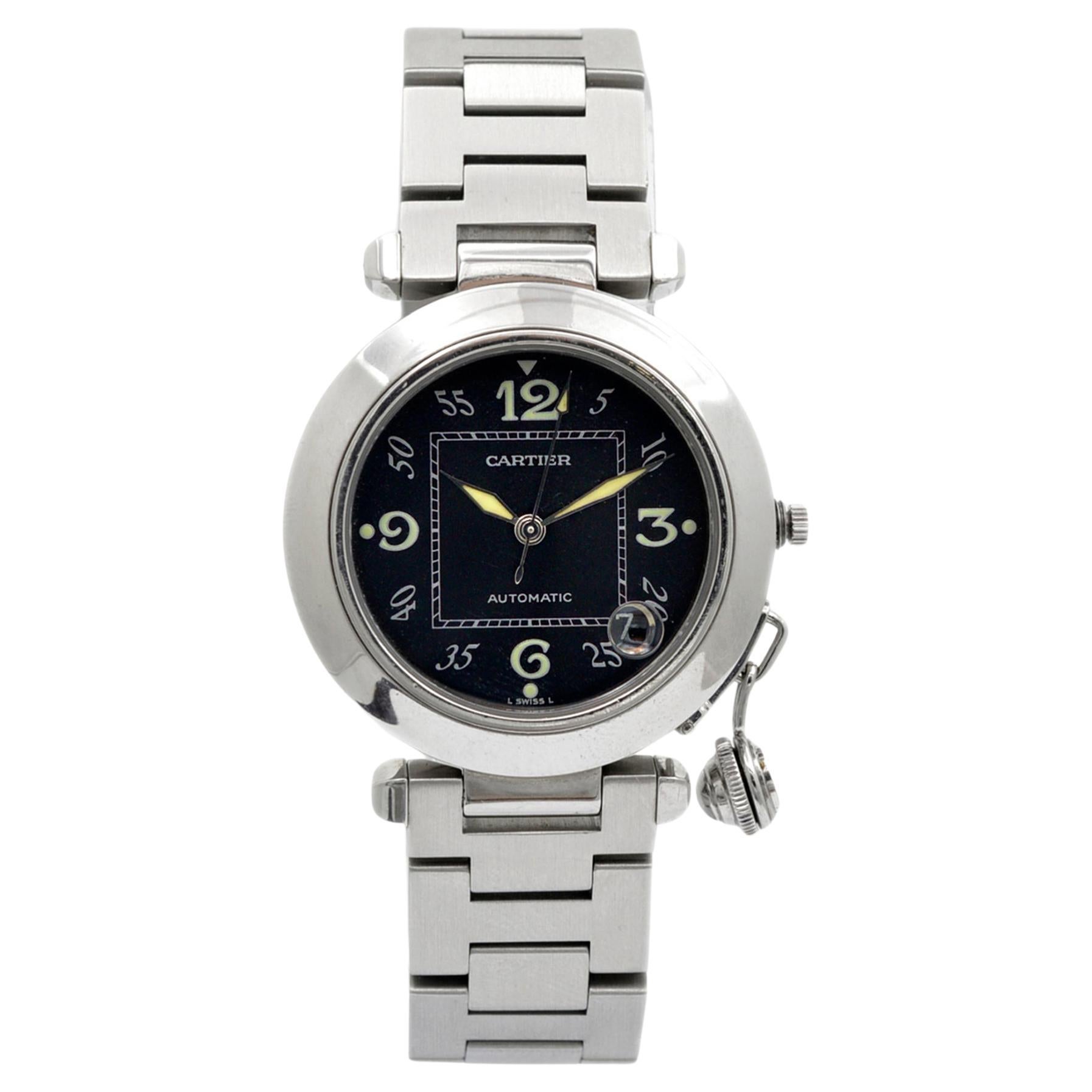 Cartier Pasha 2324 35MM Stainless Steel Men’s Watch For Sale at 1stDibs