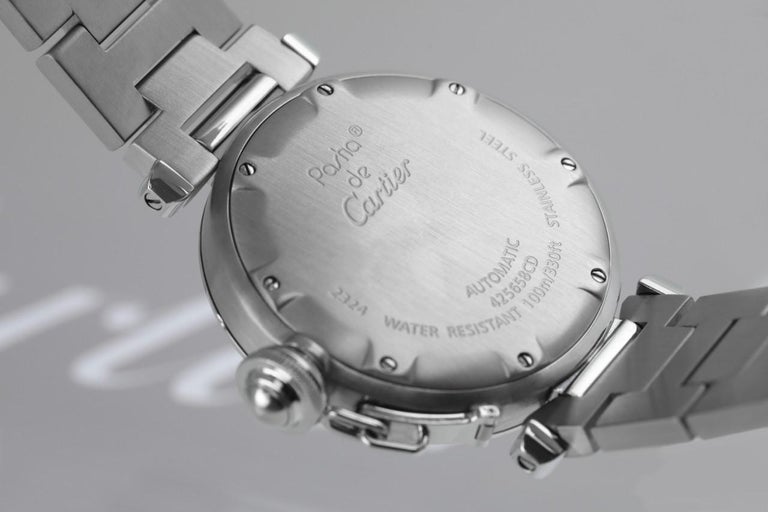 Cartier Pasha #2324 Stainless Steel Custom Diamond Watch For Sale at ...