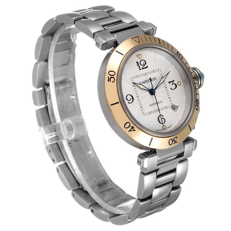 Cartier Pasha Steel Yellow Gold Silver Dial Mens Watch 2378 Papers For ...
