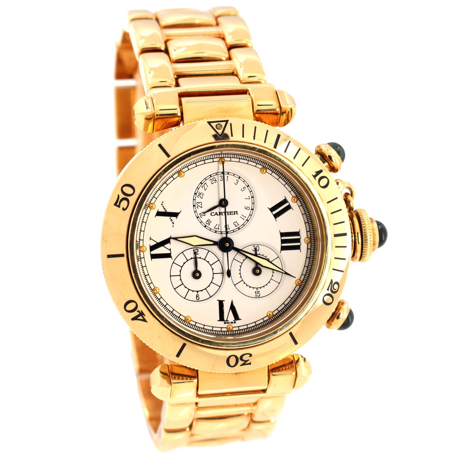 Cartier Pasha Chronograph Quartz Watch Yellow Gold at 1stDibs