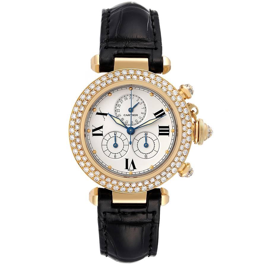 Cartier Pasha Chronograph Yellow Gold Diamond Ladies Watch 1354 at ...