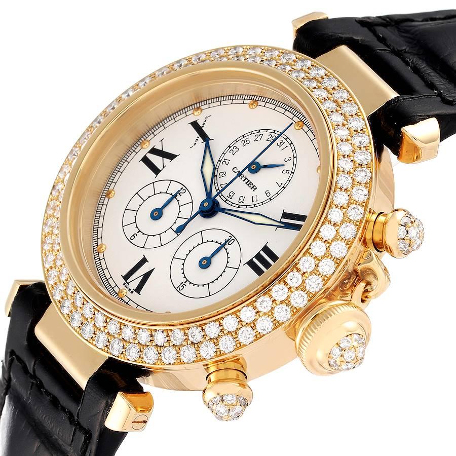 Cartier Pasha Chronograph Yellow Gold Diamond Ladies Watch 1354 at ...