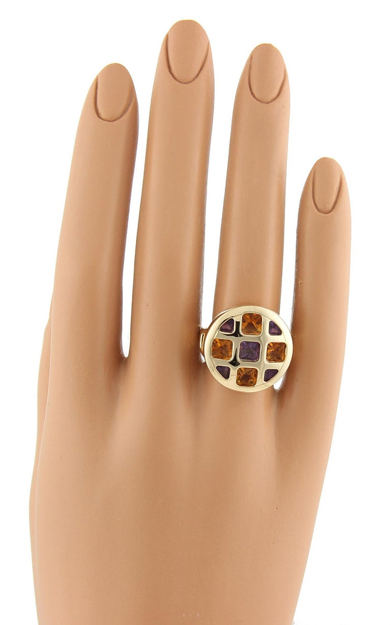 Cartier Pasha Citrine and Amethyst 18k Gold Round Ring For Sale at 1stDibs