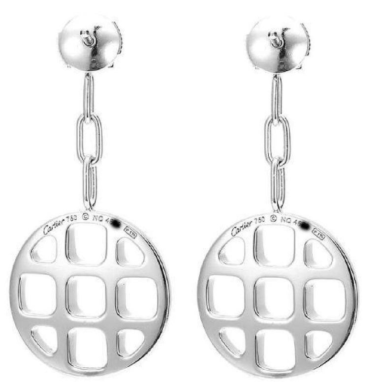 Cartier Pasha De 18 Karat White Gold Diamond Earrings For Sale at 1stDibs