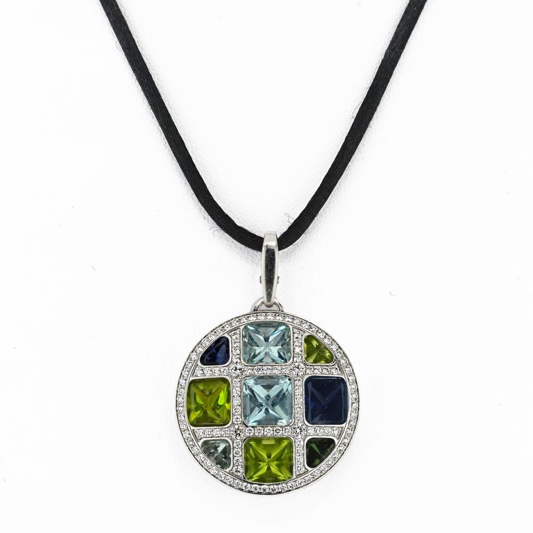Cartier Pasha de Cartier Multi Gemstone 18KW Gold Pendant Silk Cord ...